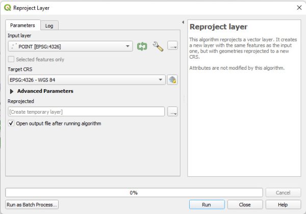 فیلم آموزشی تغییر مختصات نقشه در QGIS