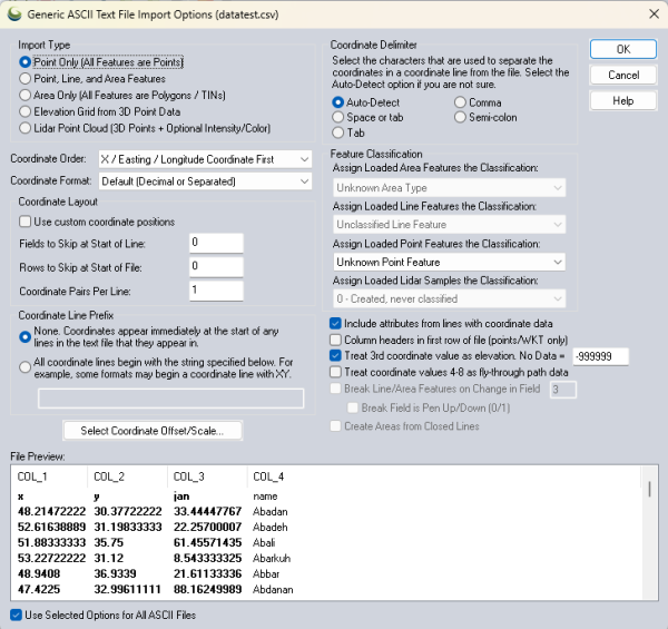 تبدیل مختصات فایل اکسل به نقشه در Global Mapper